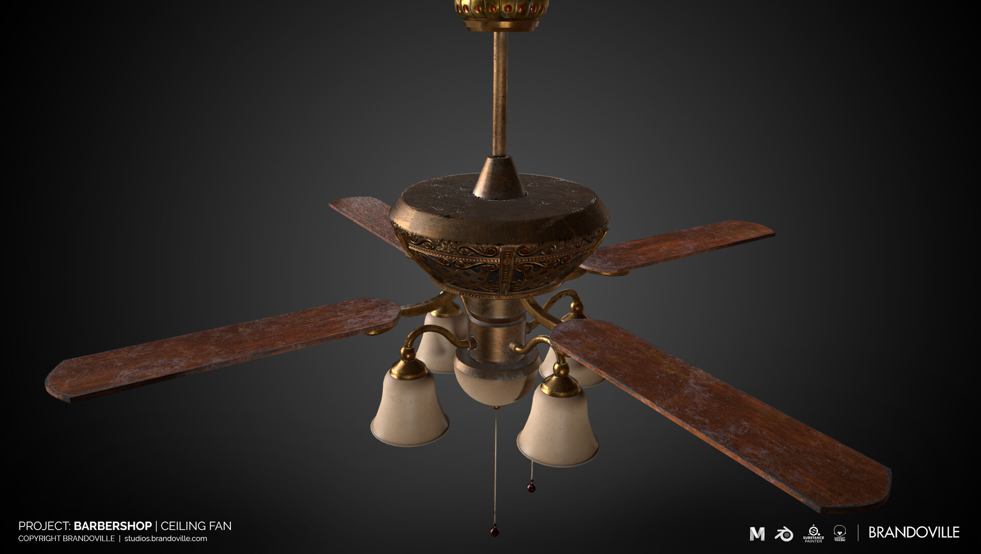 Brandoville Studios - Project: Barbershop | Ceiling Fan Prop