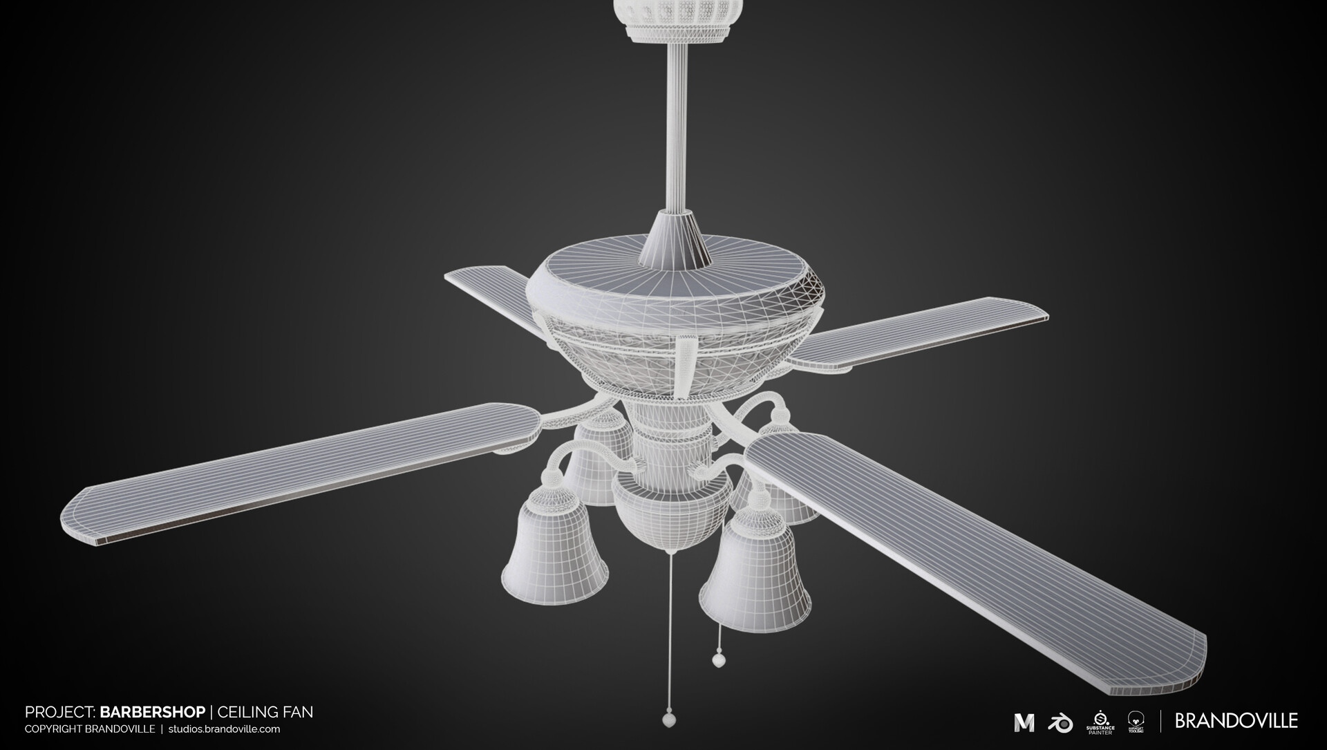 Brandoville Studios - Project: Barbershop | Ceiling Fan Prop
