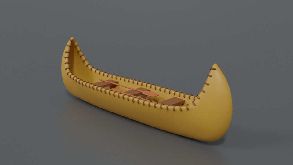 chroma 3D - Cartoon Native American Indian Canoe