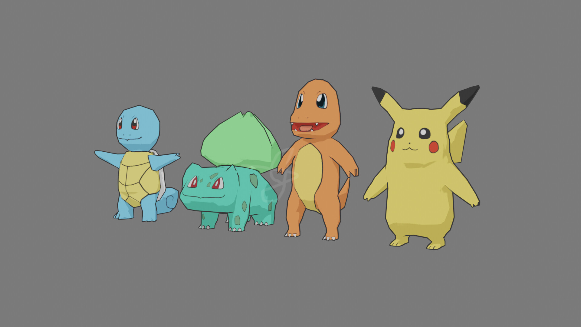 John Anthony Lim - Starter Pokemon (Low Poly + Toon Shader)