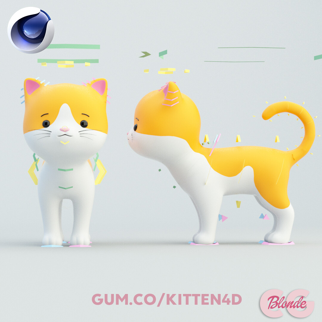 Miss Maria - Cartoon Kitten Rig for Cinema 4D