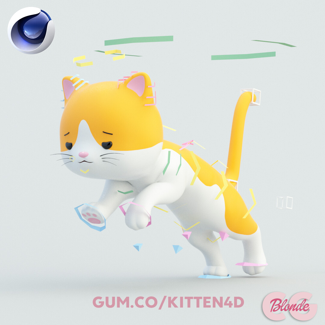 Miss Maria - Cartoon Kitten Rig for Cinema 4D