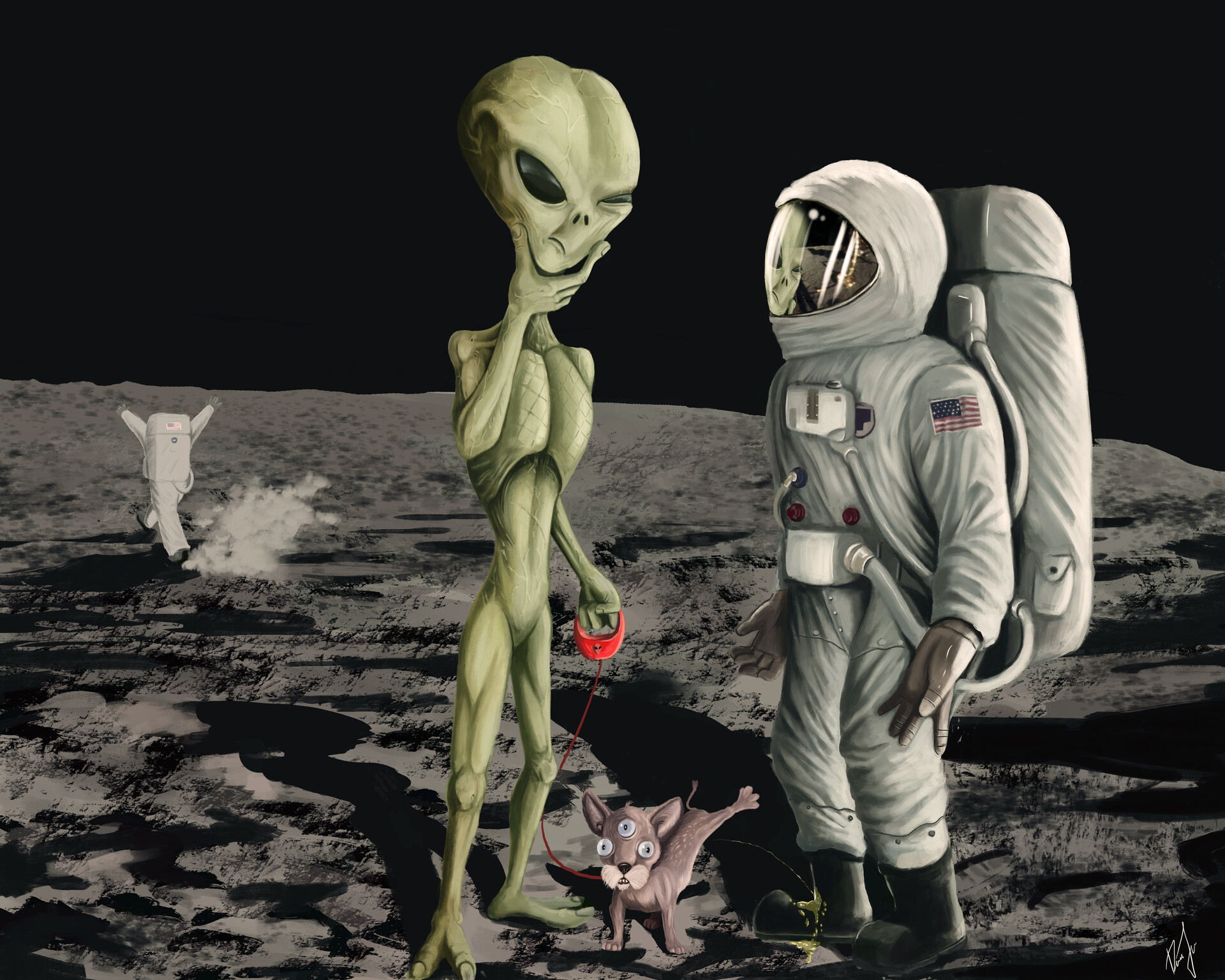 alien and astronaut