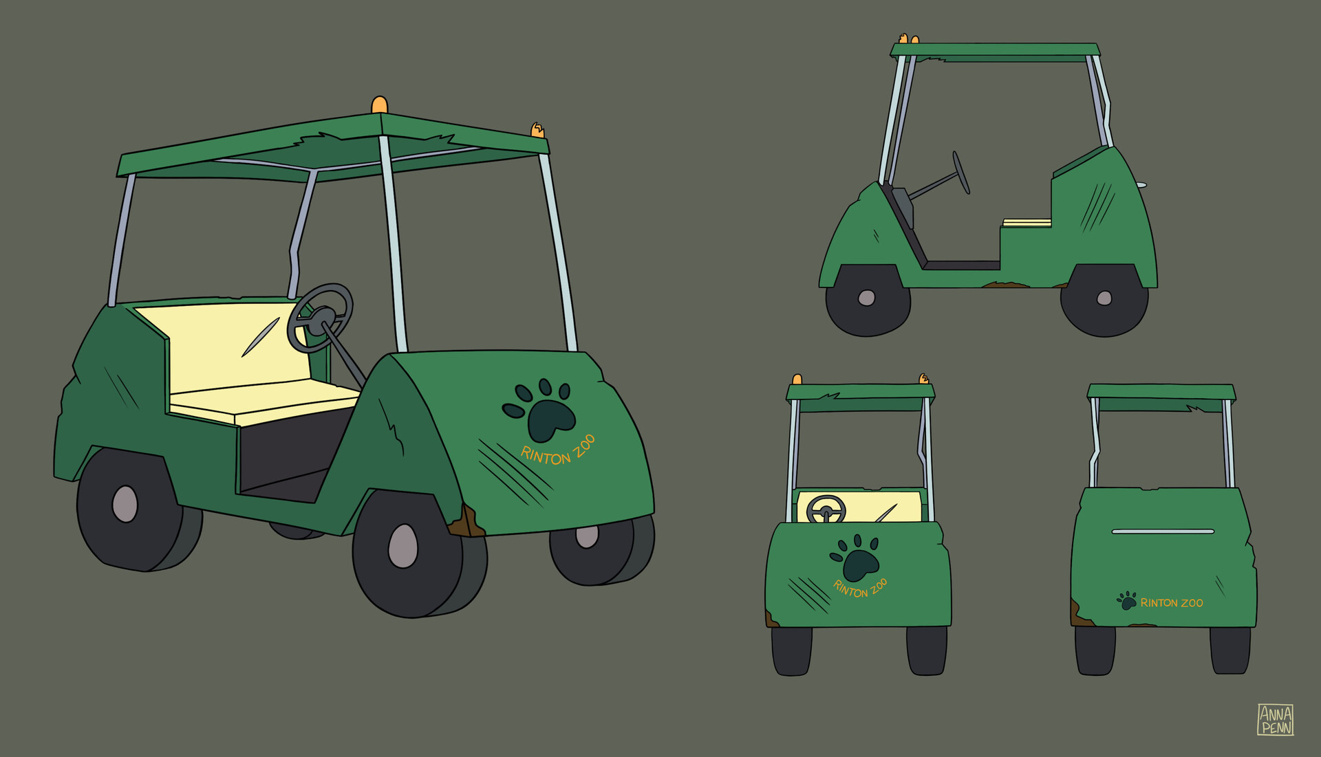 ArtStation - Damaged Golf Cart