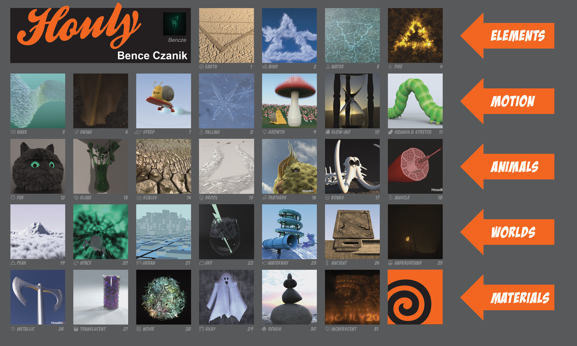 ArtStation - Houly2020: Houdini daily challenge