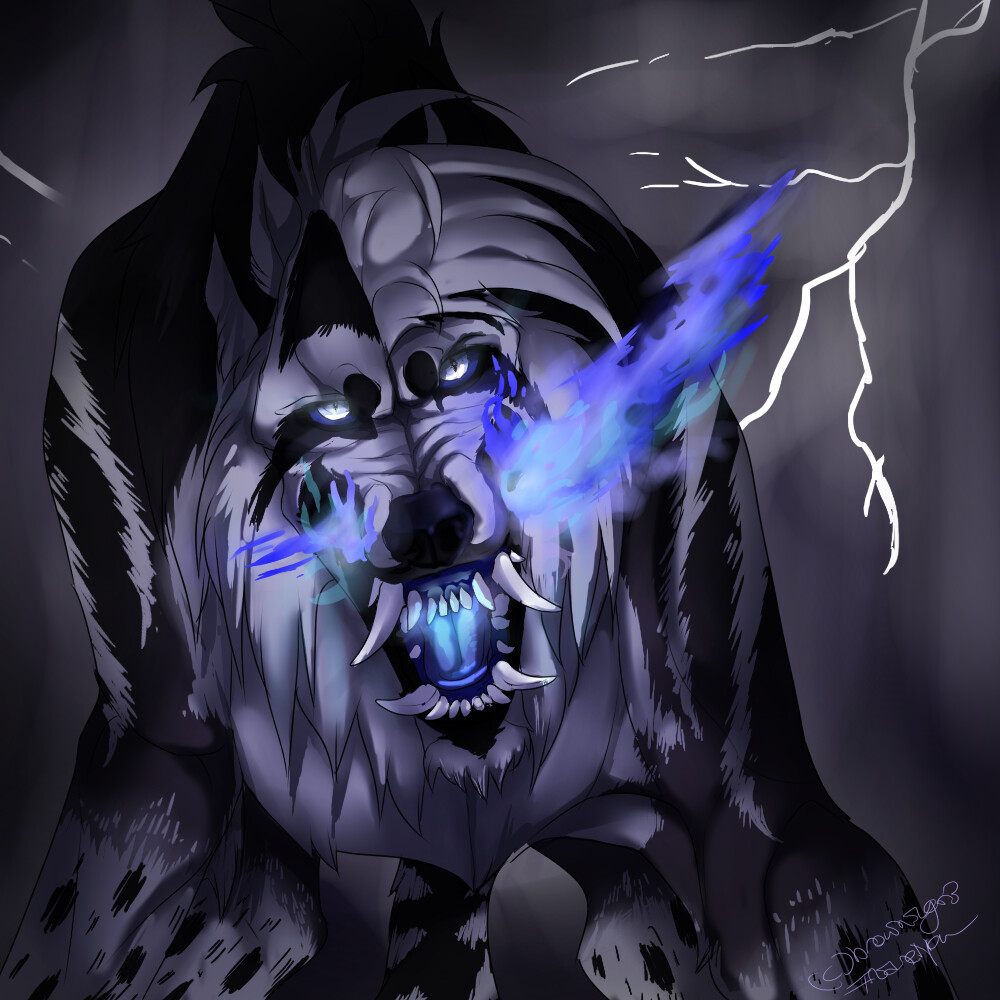how to draw a blue flame wolf