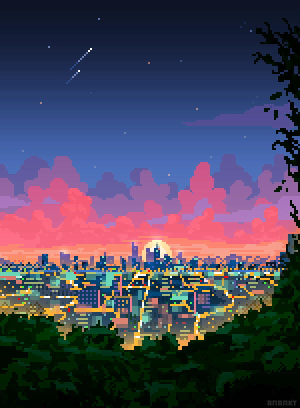 ArtStation - Pixel City Sunset