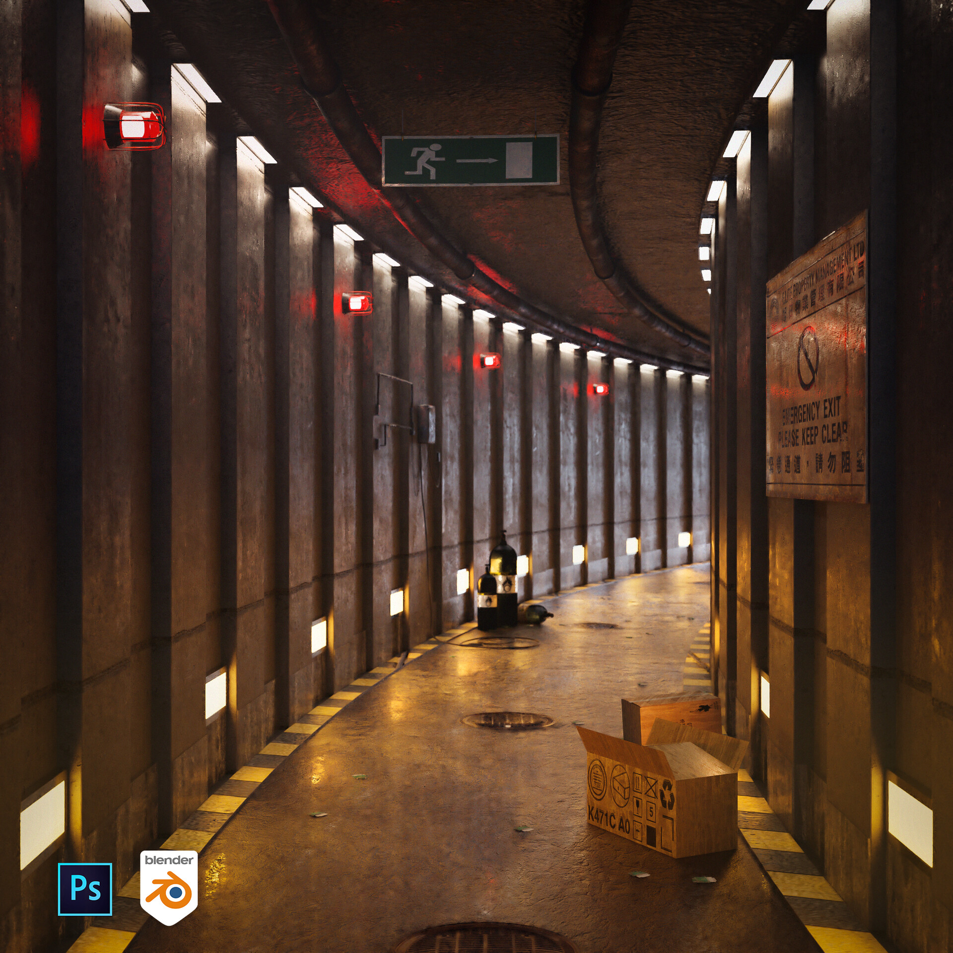 ArtStation - Emergency Exit Corridor