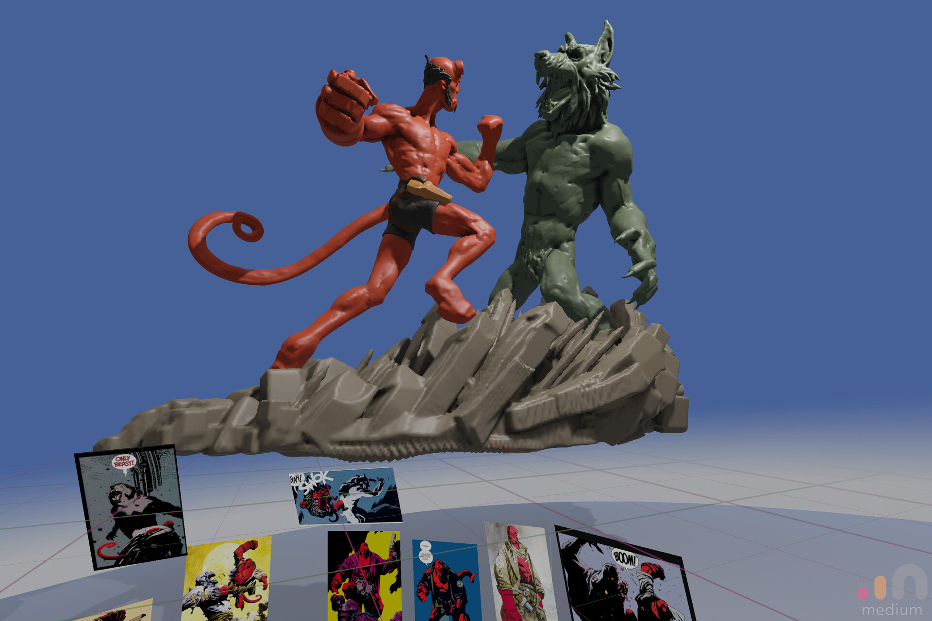 Thomas Johann - 'Hellboy vs Werewolf' Fanart, Adobe Medium Sketch