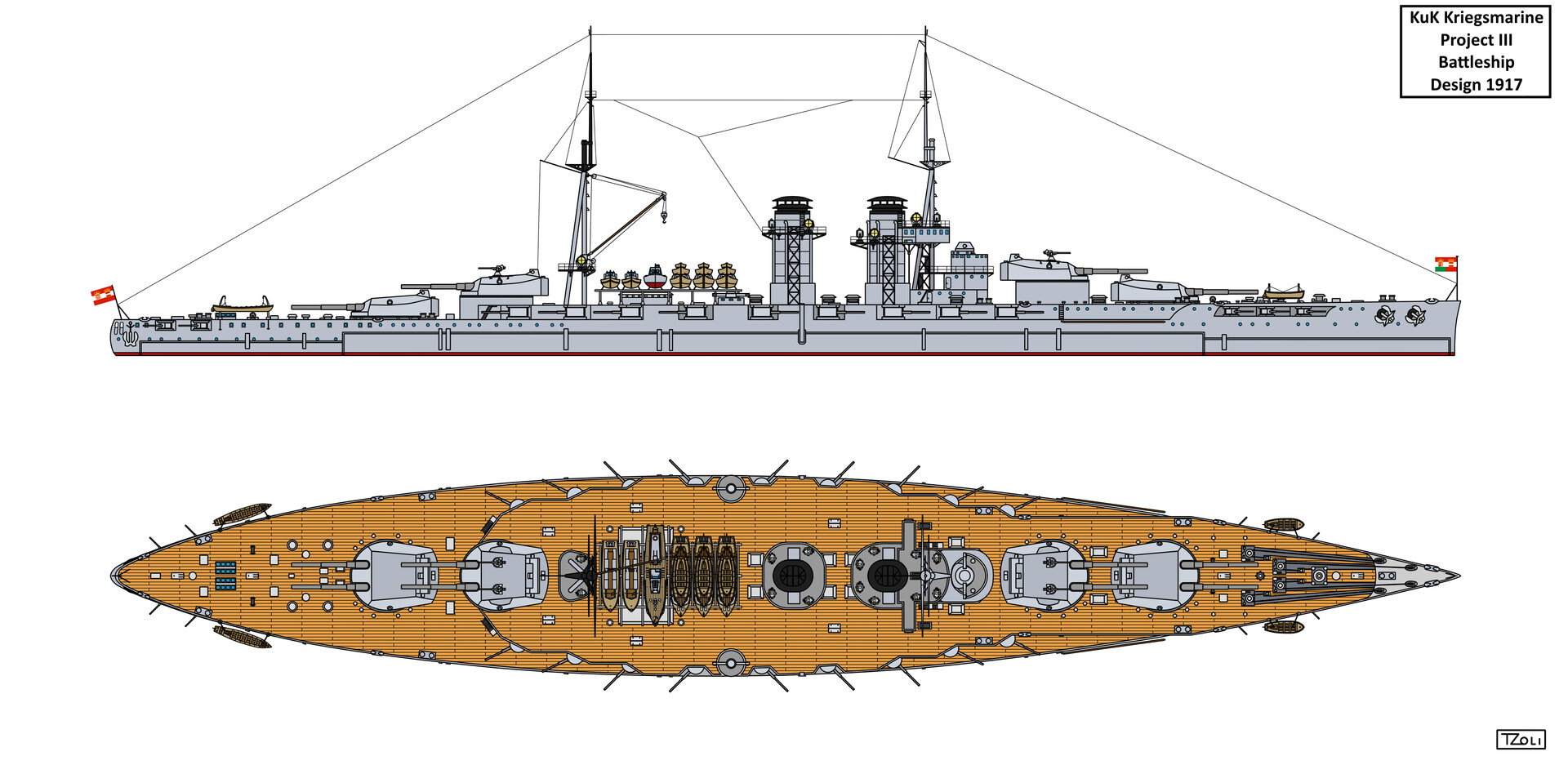 Takács Zoltán - TZoli - Austro-Hungarian Project III Battleship Design