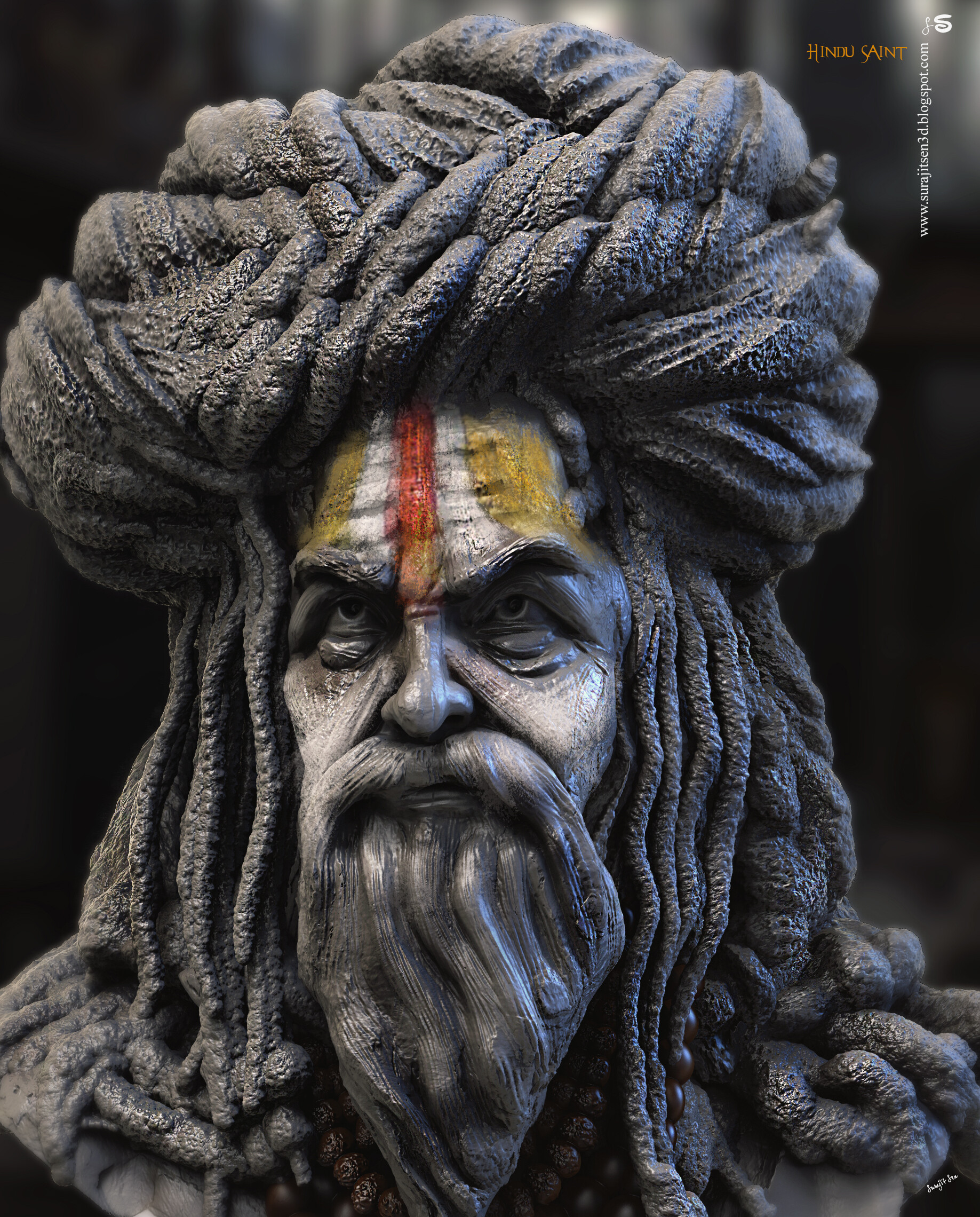 ArtStation - Hindu Saint –Digital Sculpture by Surajit Sen