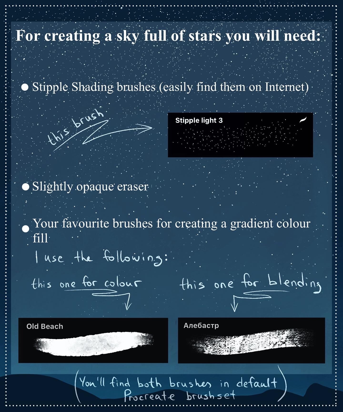 how to draw night sky digital