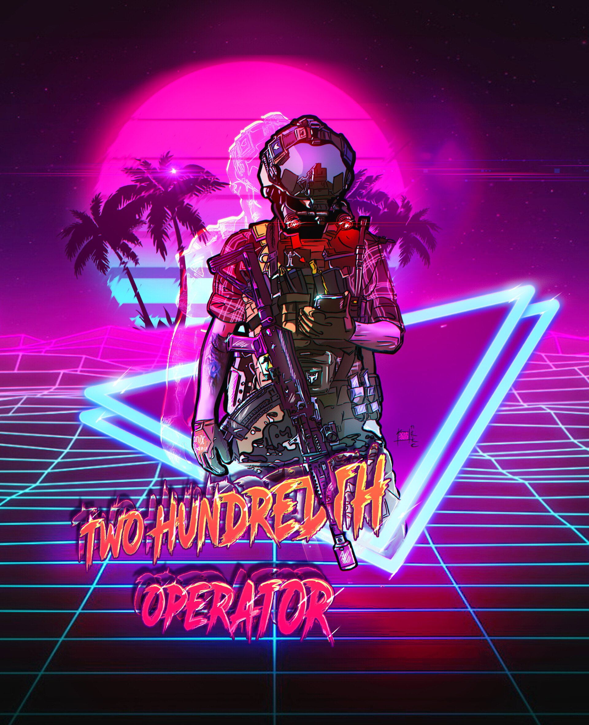 _neko_ 猫 - Retro wave military art