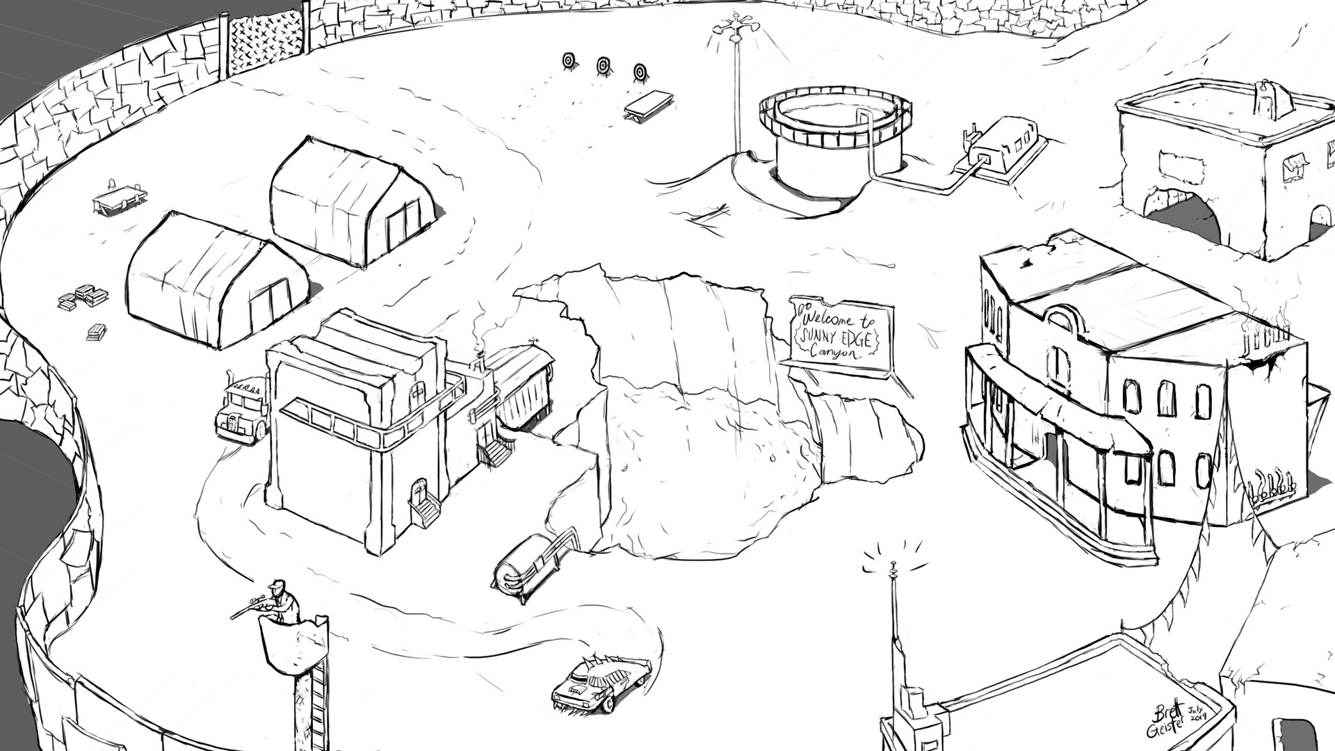 ArtStation - Survivor Town Overhead, Concept Art