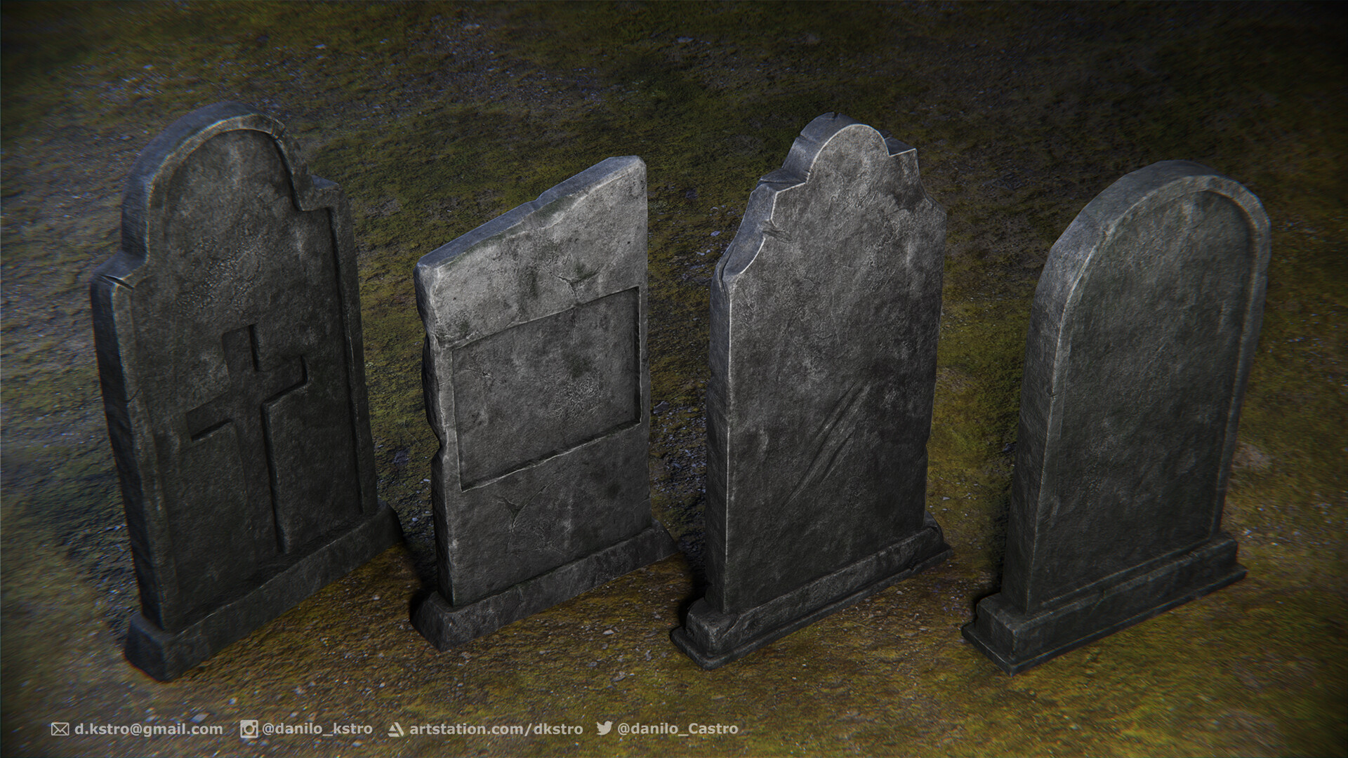 ArtStation - Tombstone | 4 Models | Low Poly | 4k Textures