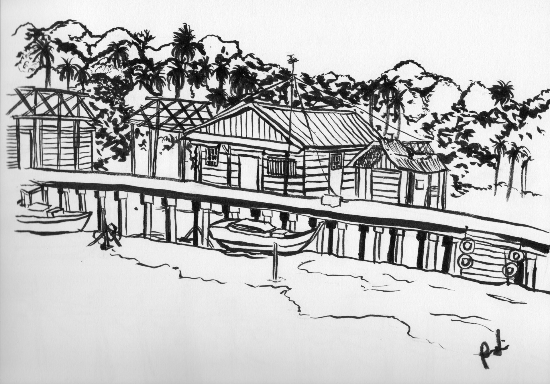Raina Lim - Traditional: Rural Sketching (Pen brush)