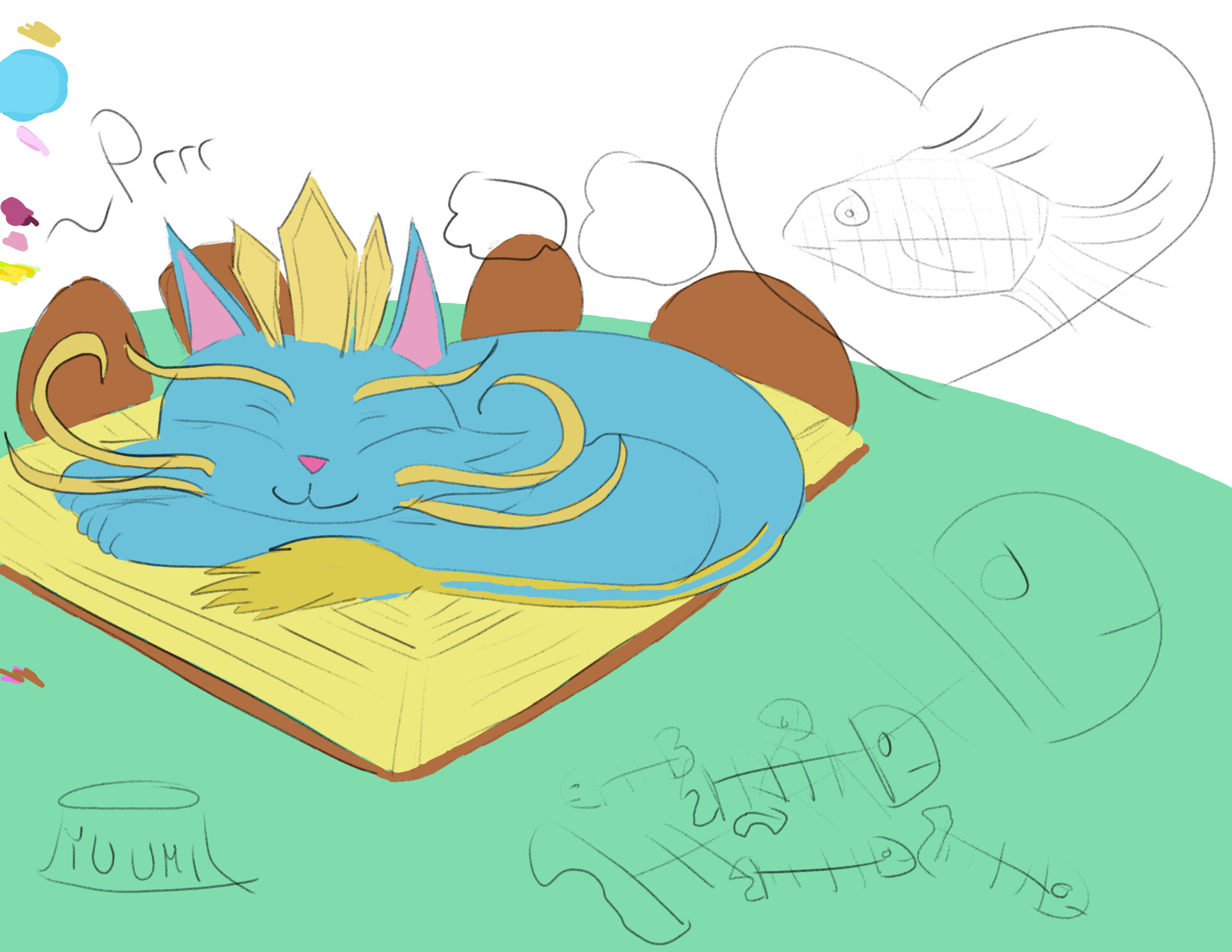 Piwu - Yuumi sleeping (Original drawing)