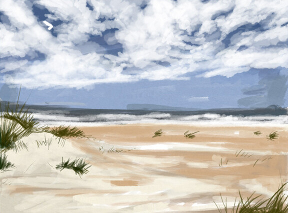 ArtStation - Cloudy Spring Beach