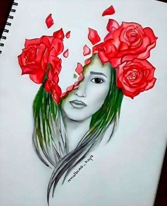 how to draw a rose girl