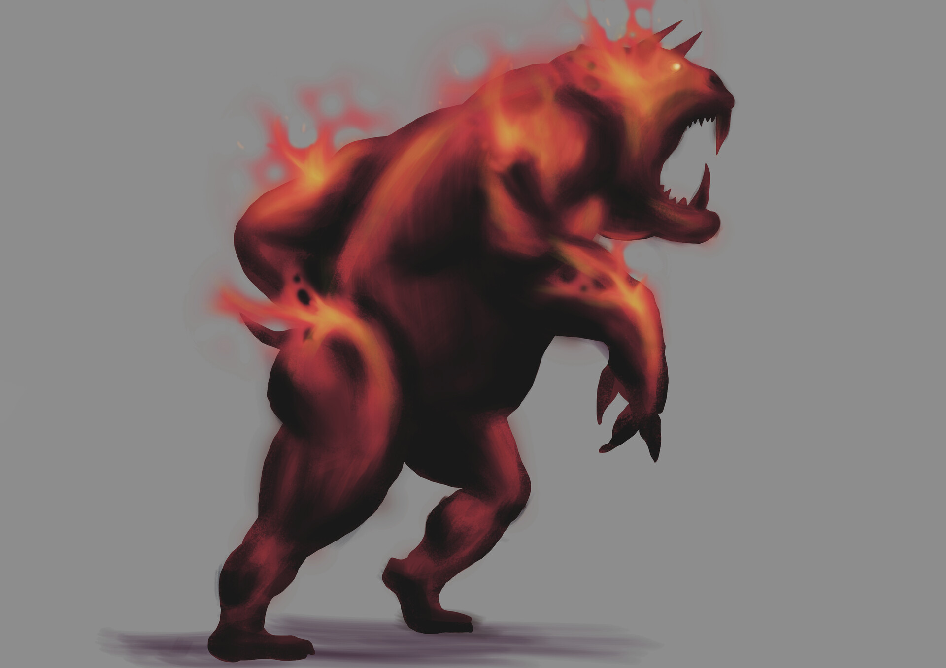 ArtStation - monstrao pegando fogo vishhh que medo