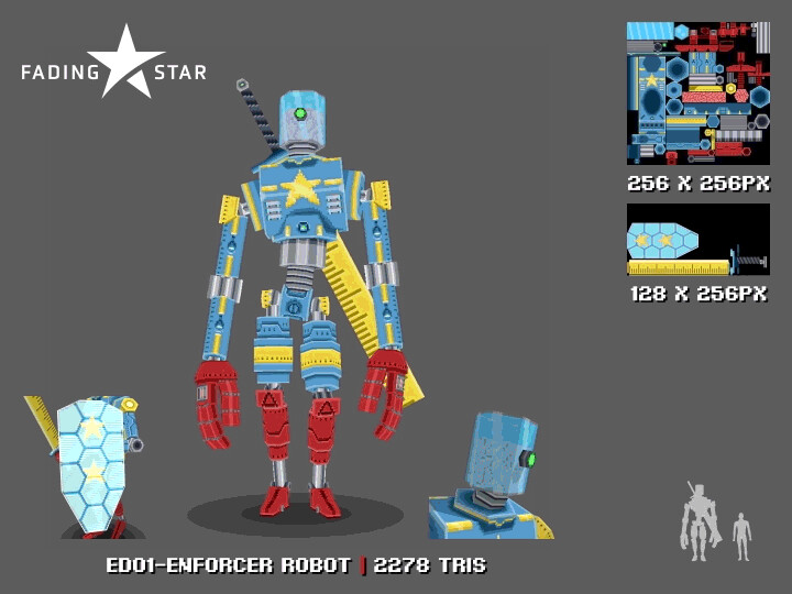 ArtStation - ED01-Enforcer Robot (3D Pixel game character)