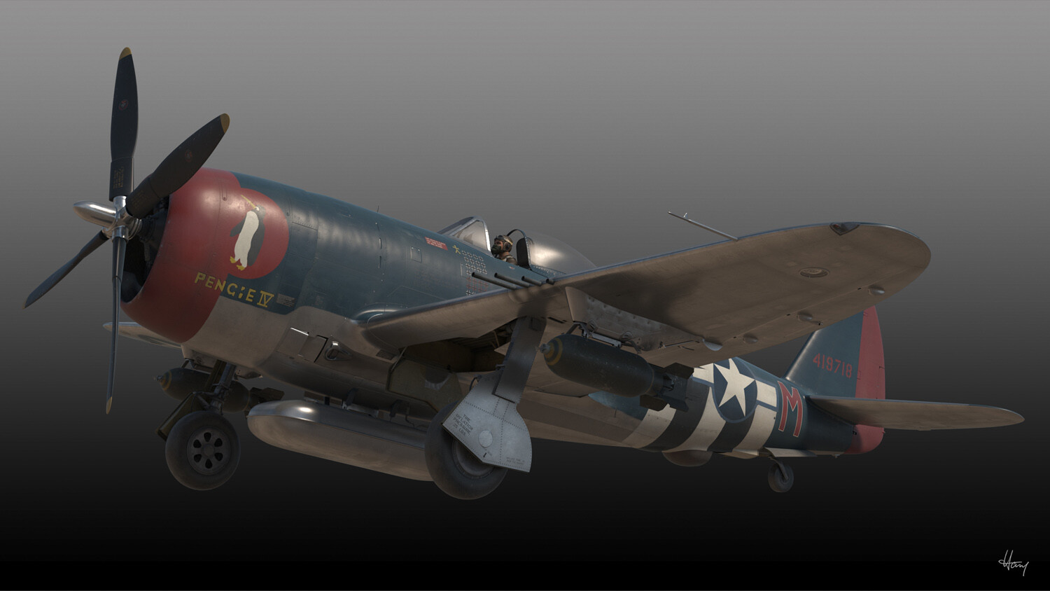 Hendrik Aviation Art - P-47D Thunderbolt "Pengie IV"