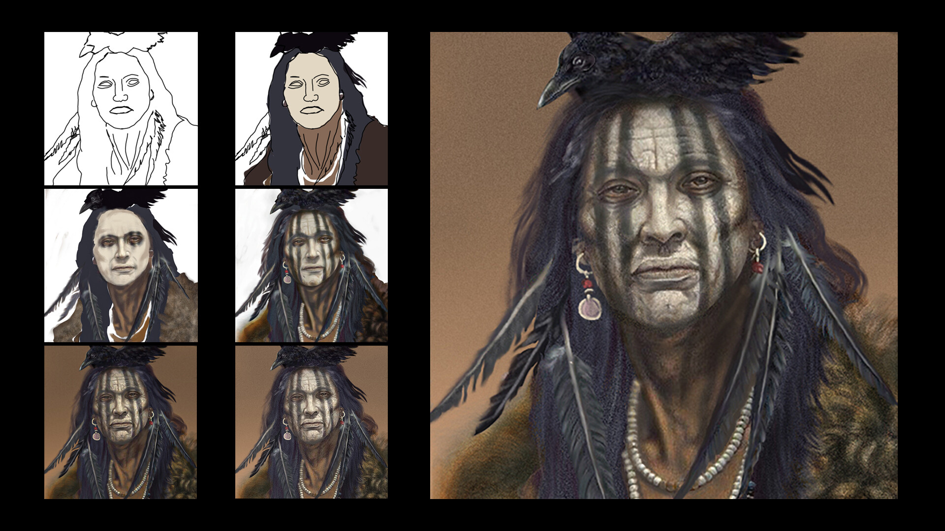 ArtStation - Portrait Of Red Indian (Digital Painting)