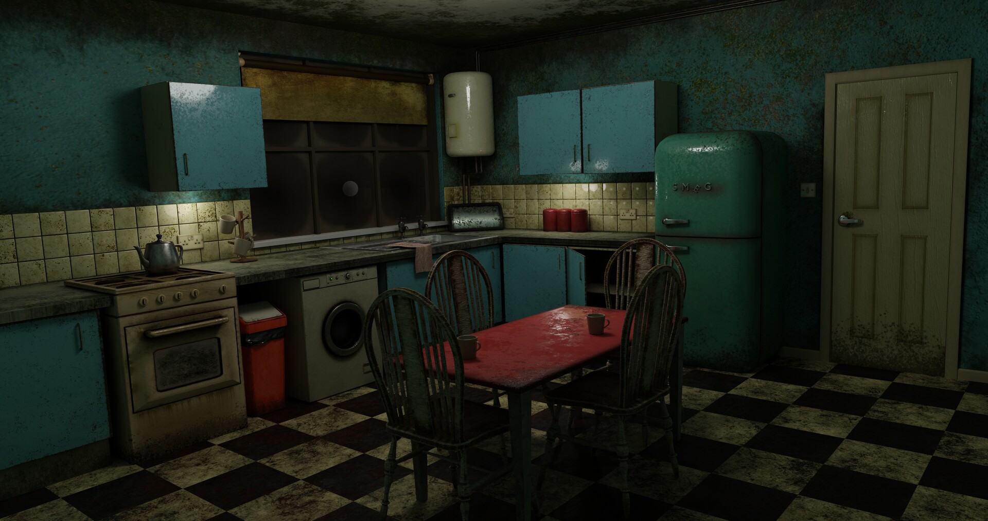 ArtStation - old 1970s grotty kitchen wip