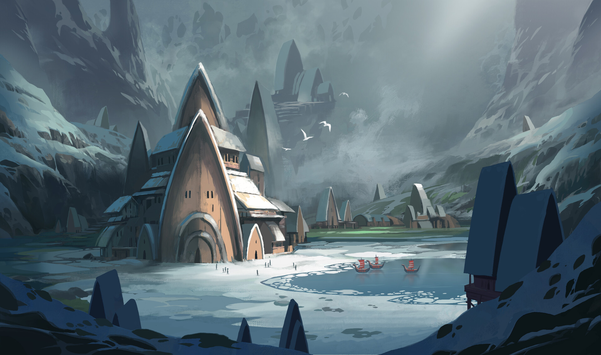 ArtStation - Valley town 2