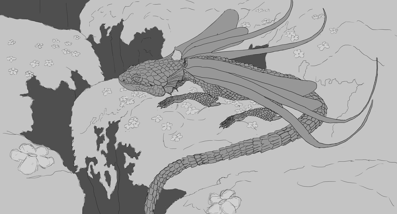 Daniel Tabori - Fairy Dragon on a glowing moss.