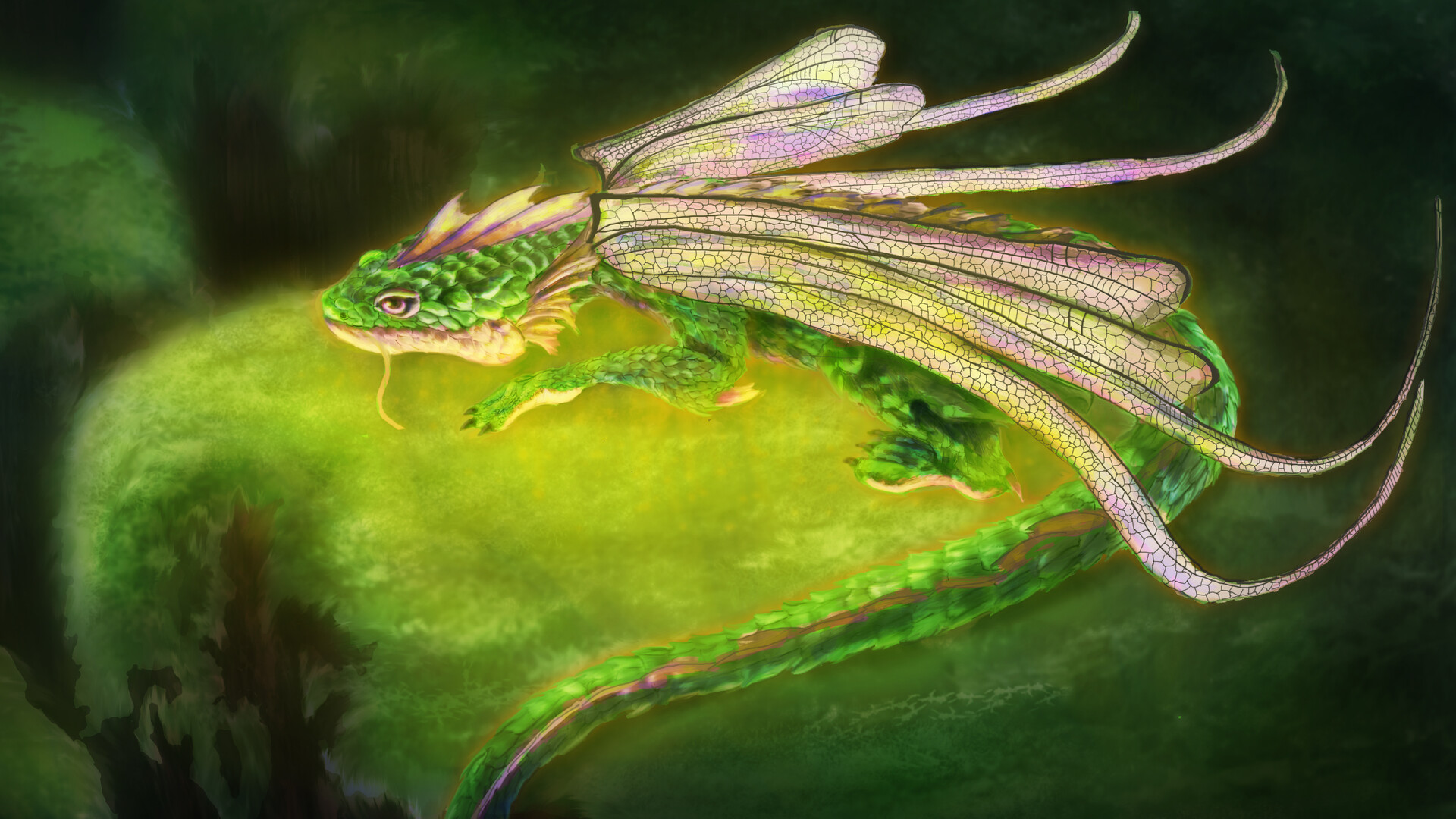 ArtStation - Fairy Dragon on a glowing moss.