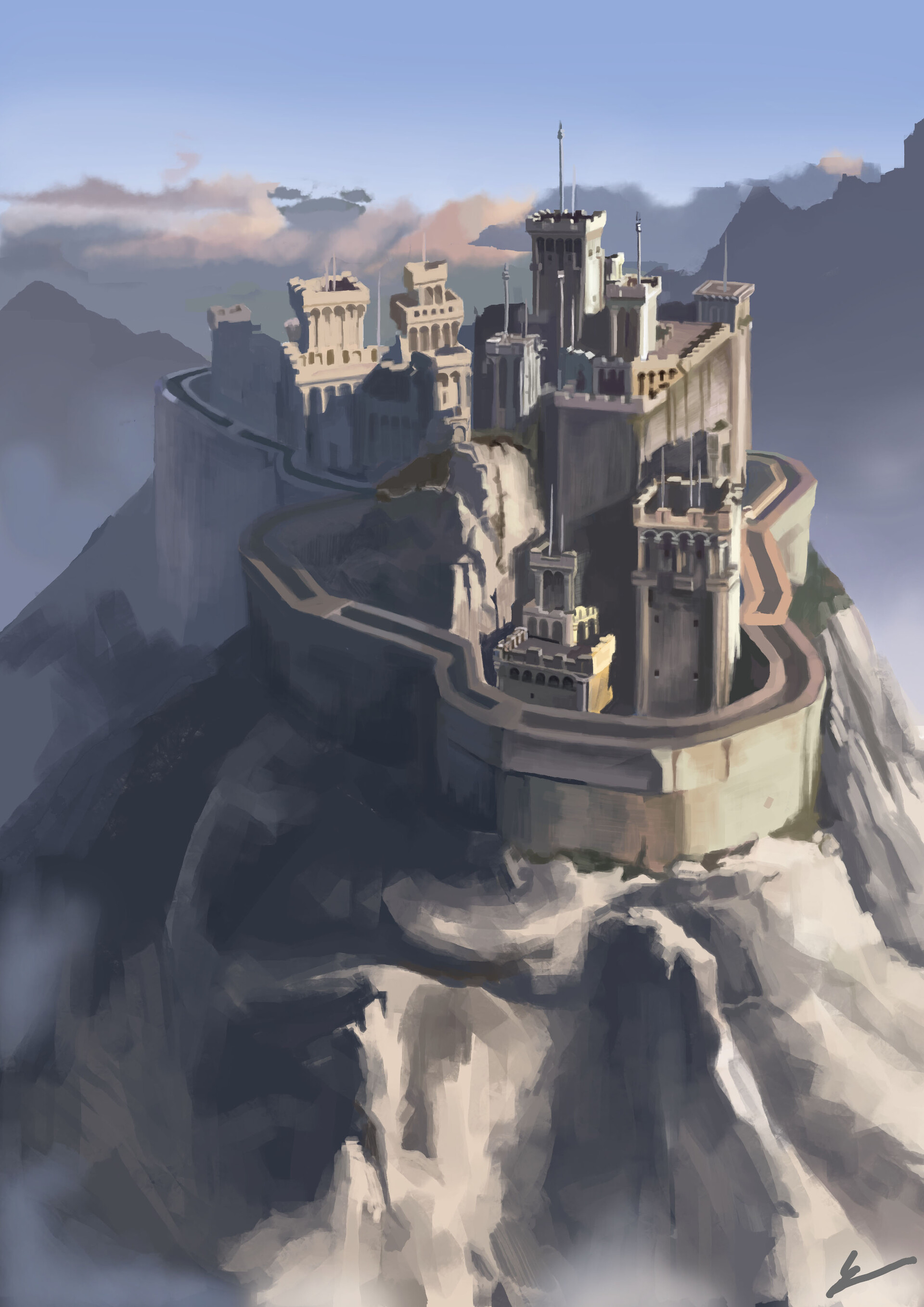 ArtStation - a castle on a rocky mountain