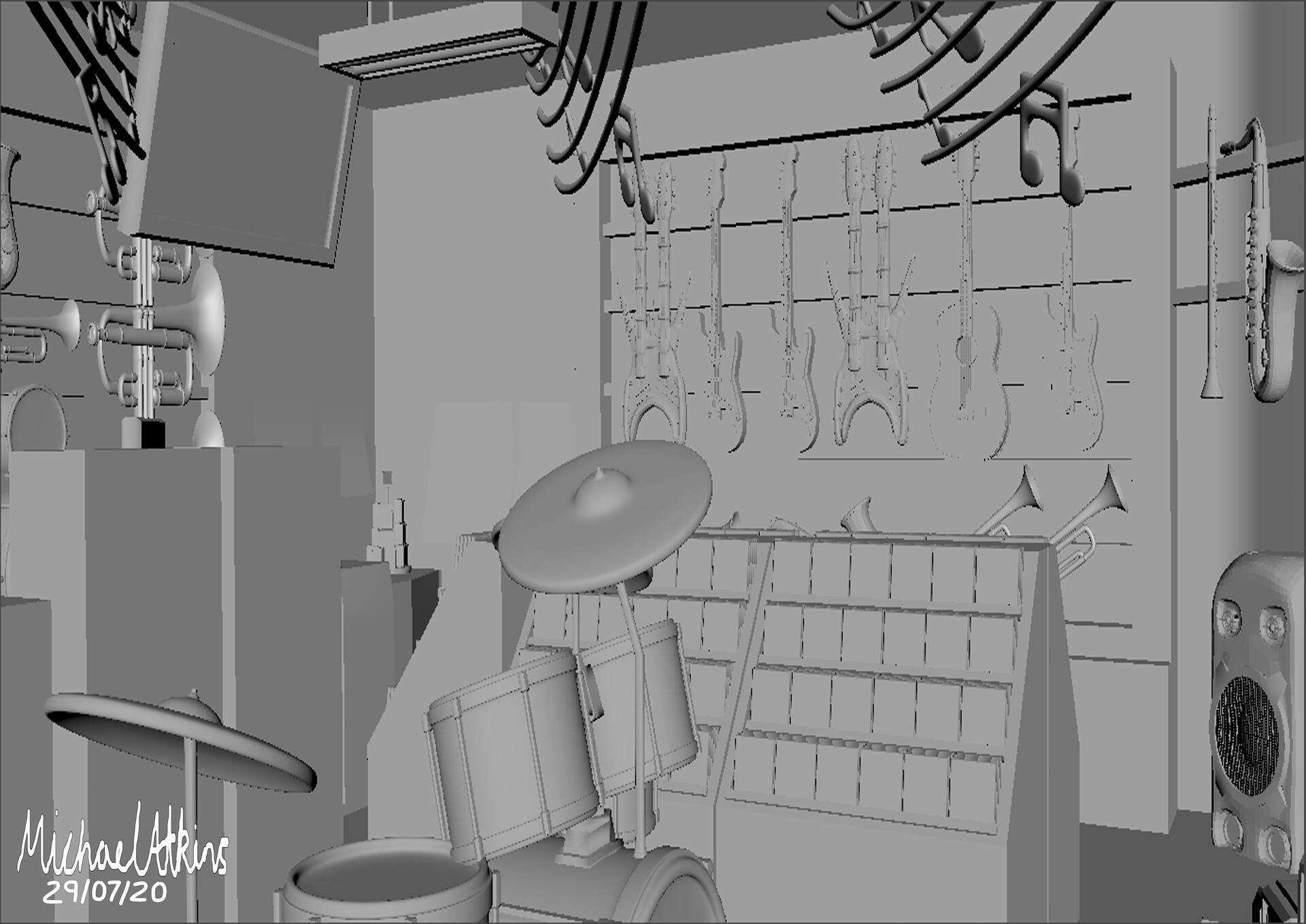 ArtStation - Michael Atkins 3D Music Store
