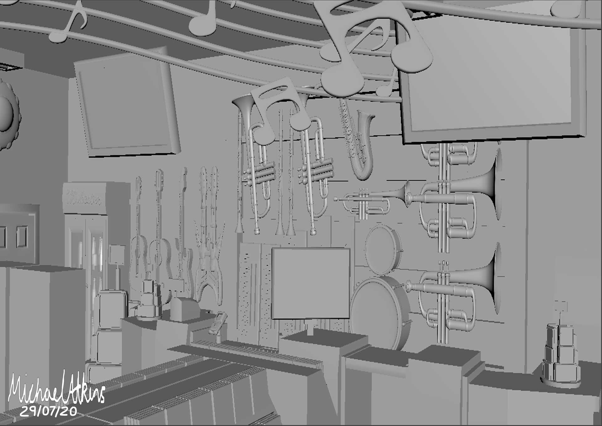 ArtStation - Michael Atkins 3D Music Store 3