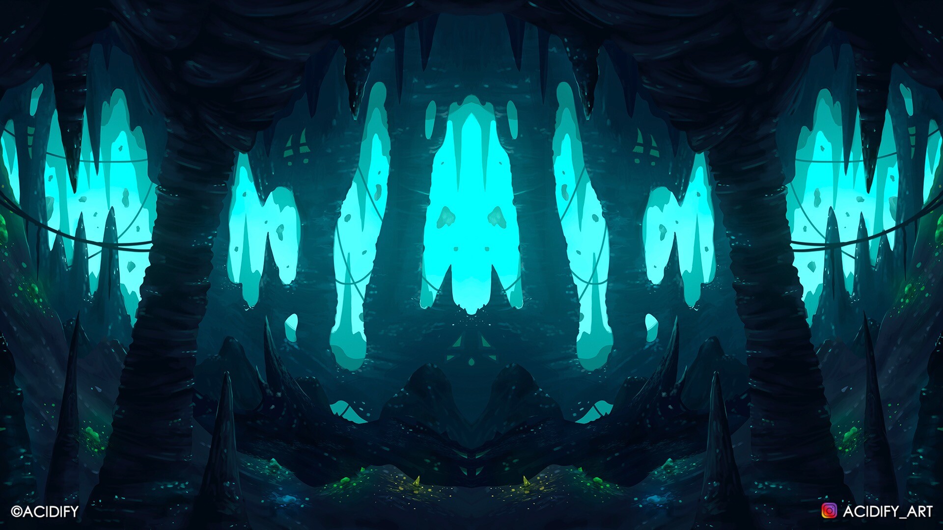ArtStation - Cavern (2D Cave Landscape / Symmetry Concept Art)