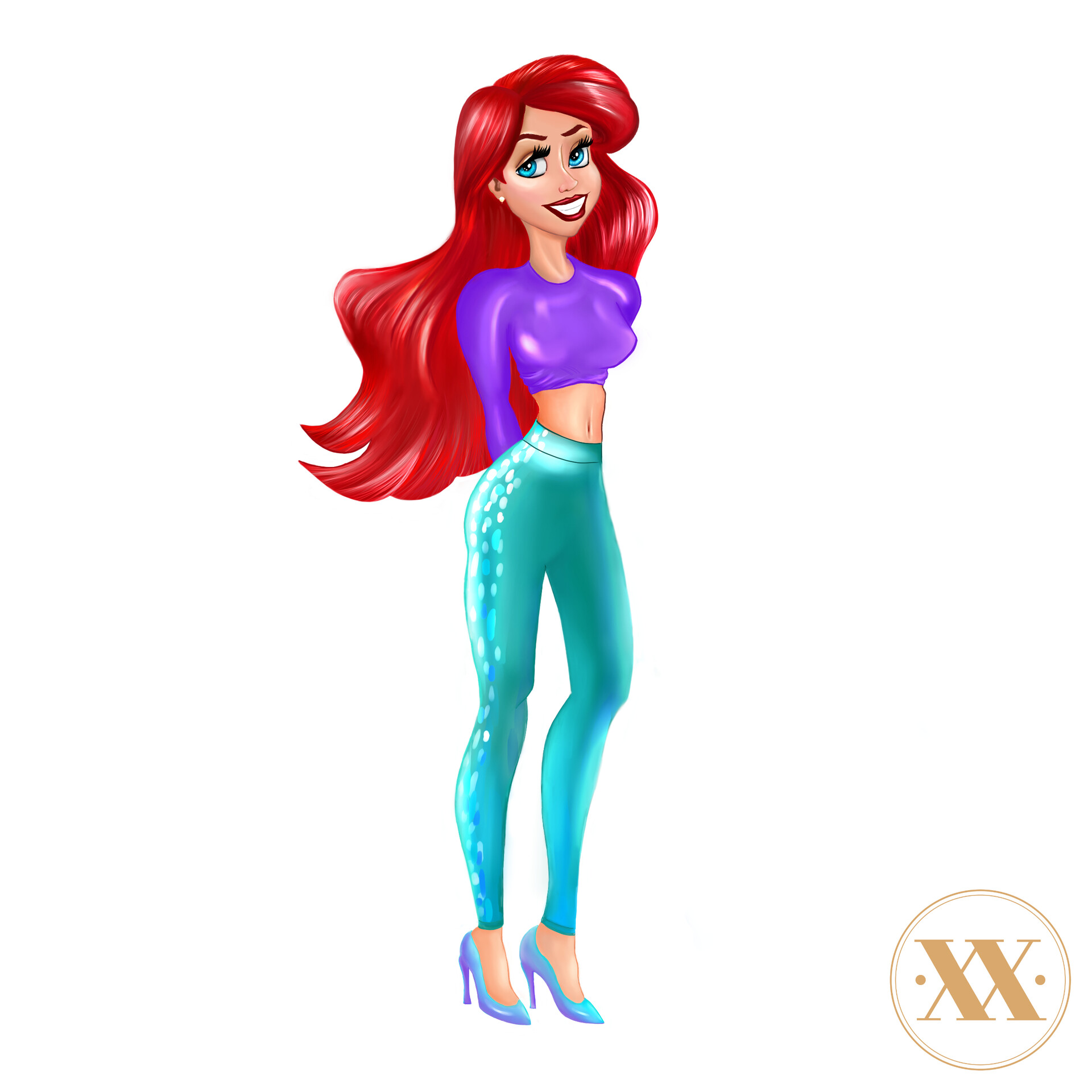 how to draw ariel with legs