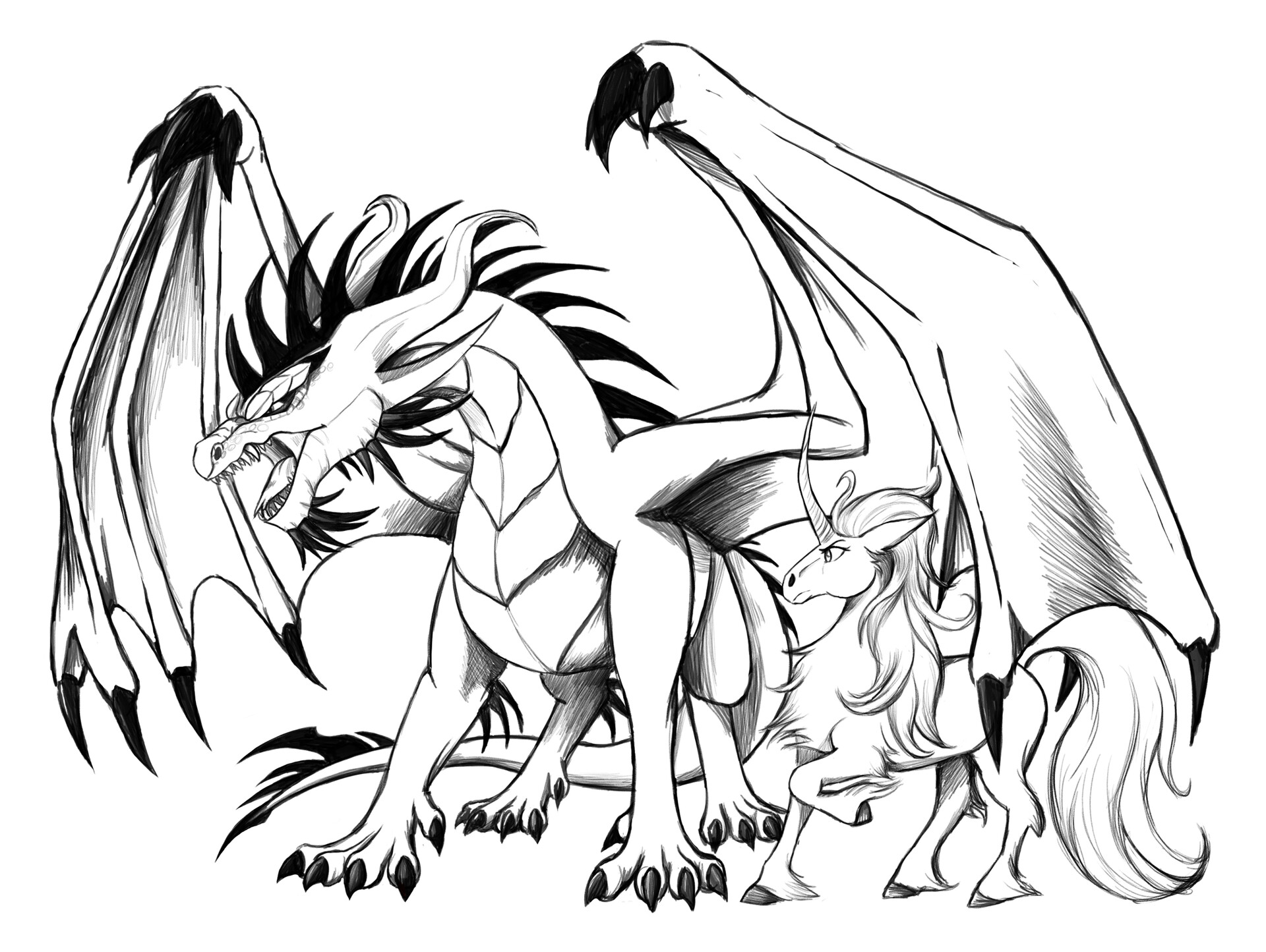 how to draw dragon unicorn
