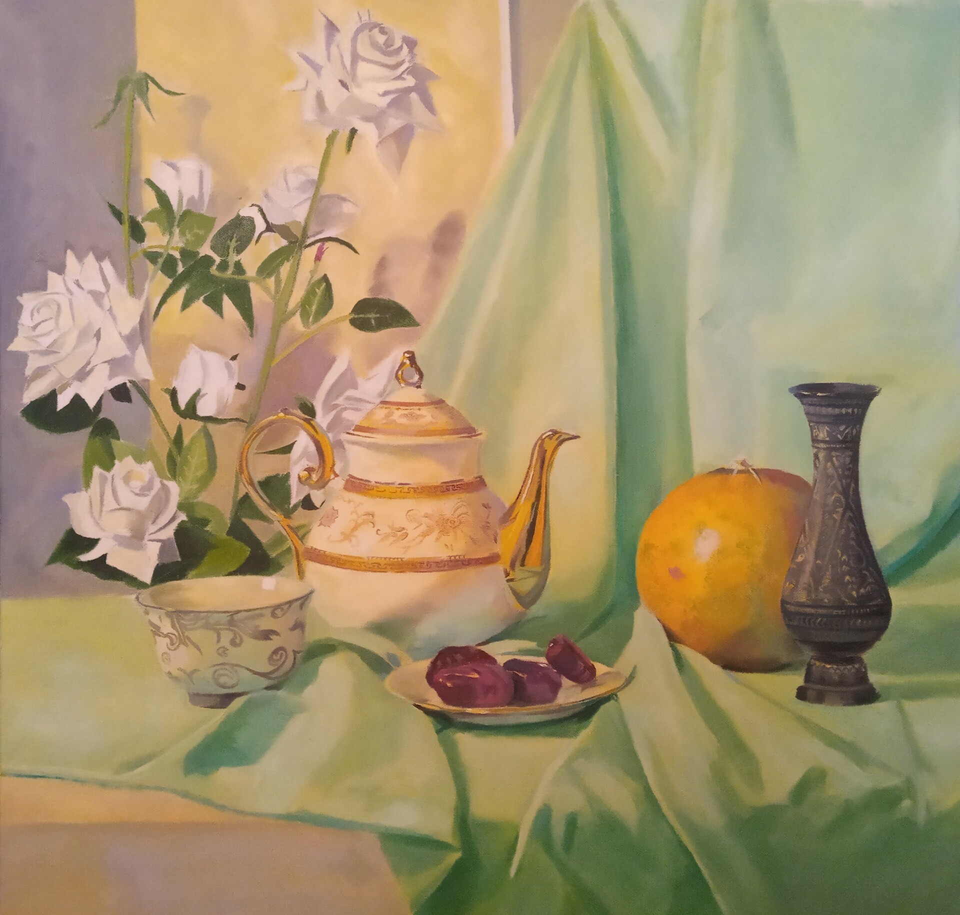 ArtStation - Still life painting with white roses (2021)