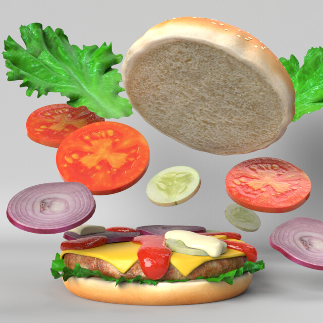 Anuphong Panyamoon - Burger render 3d model practice