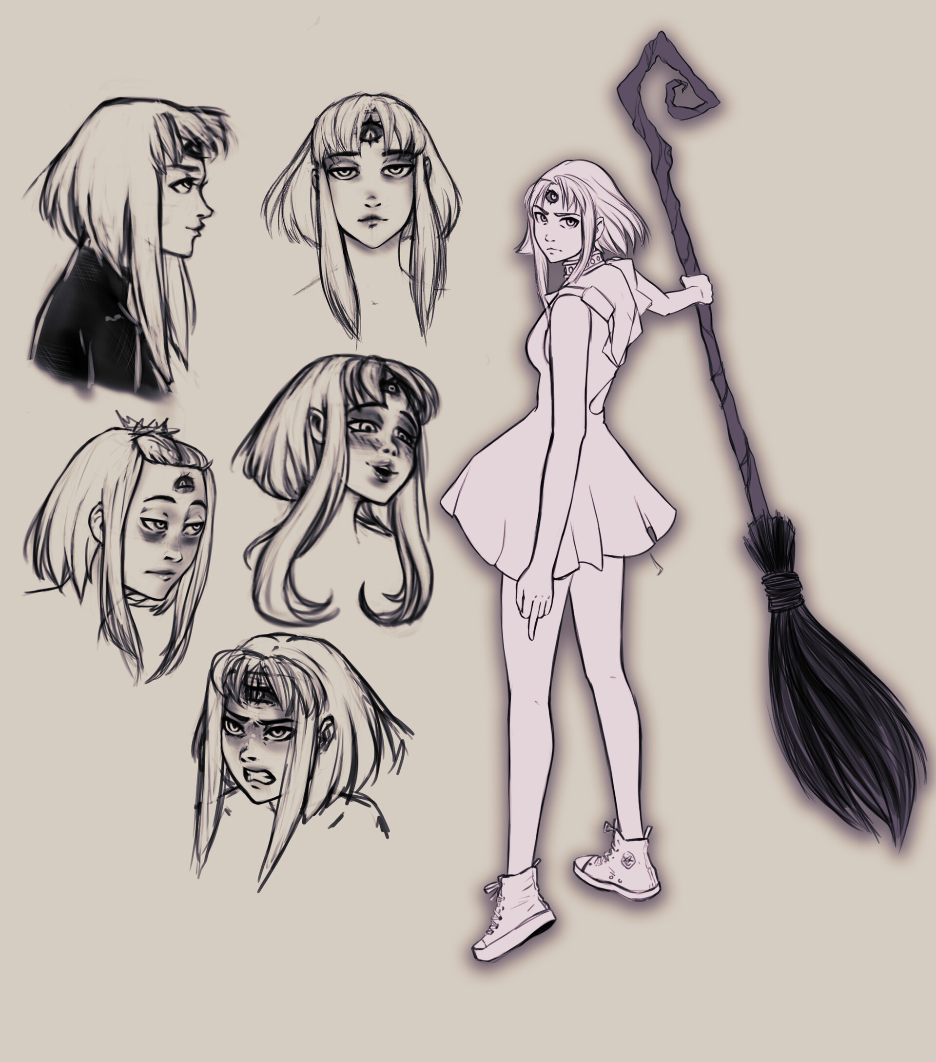 ArtStation - Modern Witch -Character Design sketches