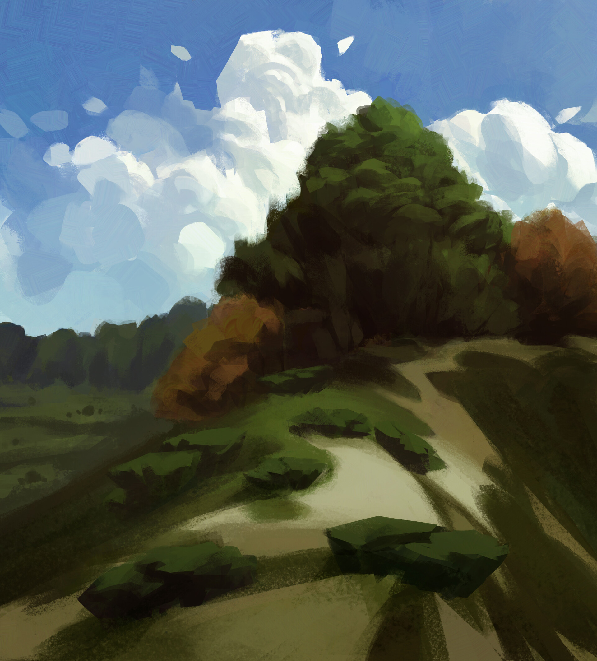 ArtStation - Hill painting