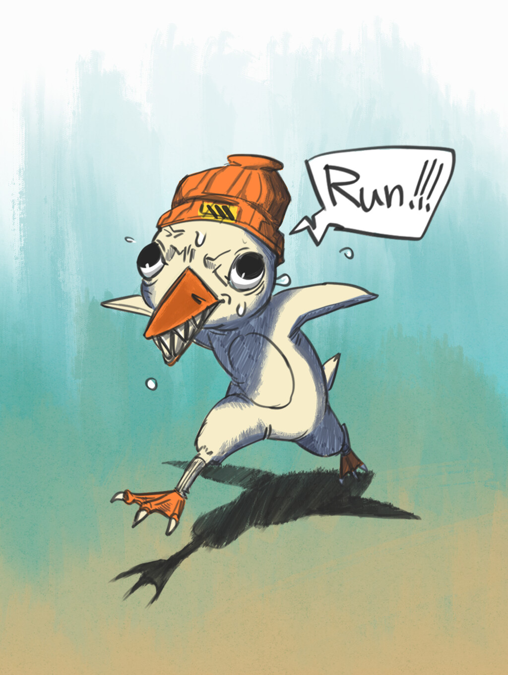 Blue art - Shark meets Penguin...