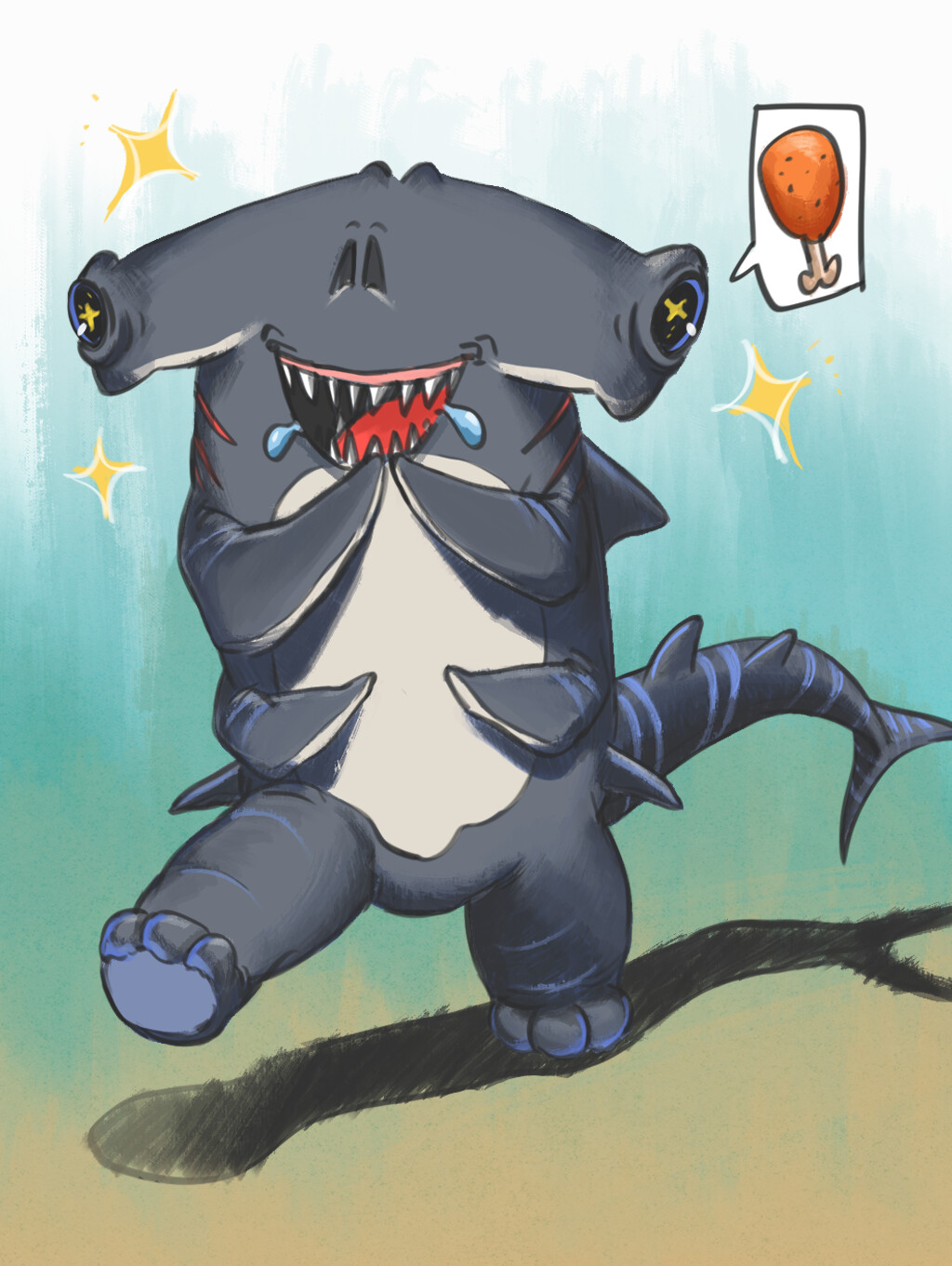 Blue art - Shark meets Penguin...