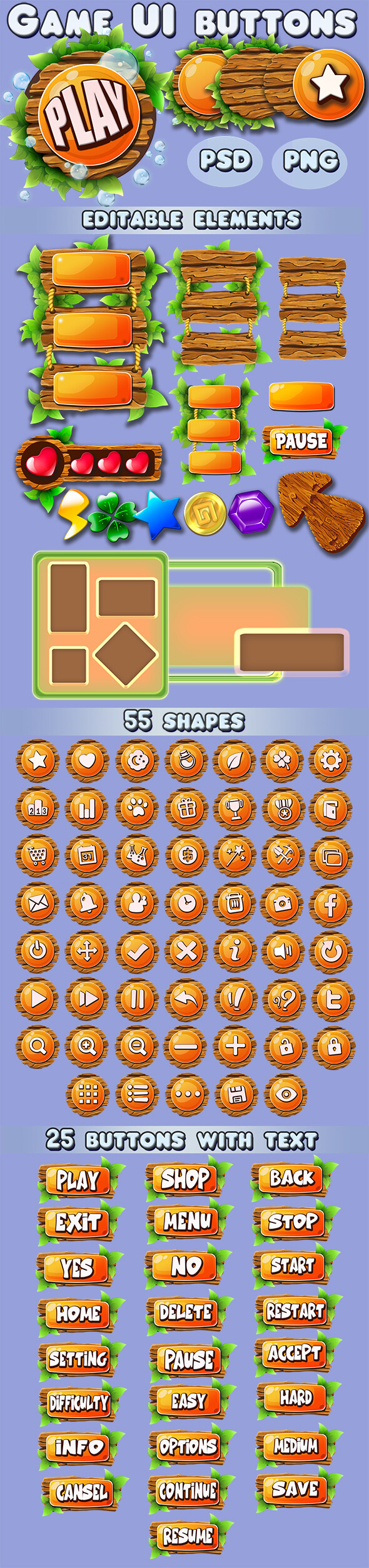 ArtStation - Game UI Wooden Buttons