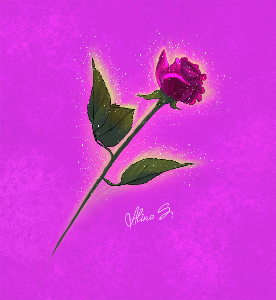 ArtStation - Digital drawing art - pink rose commissions