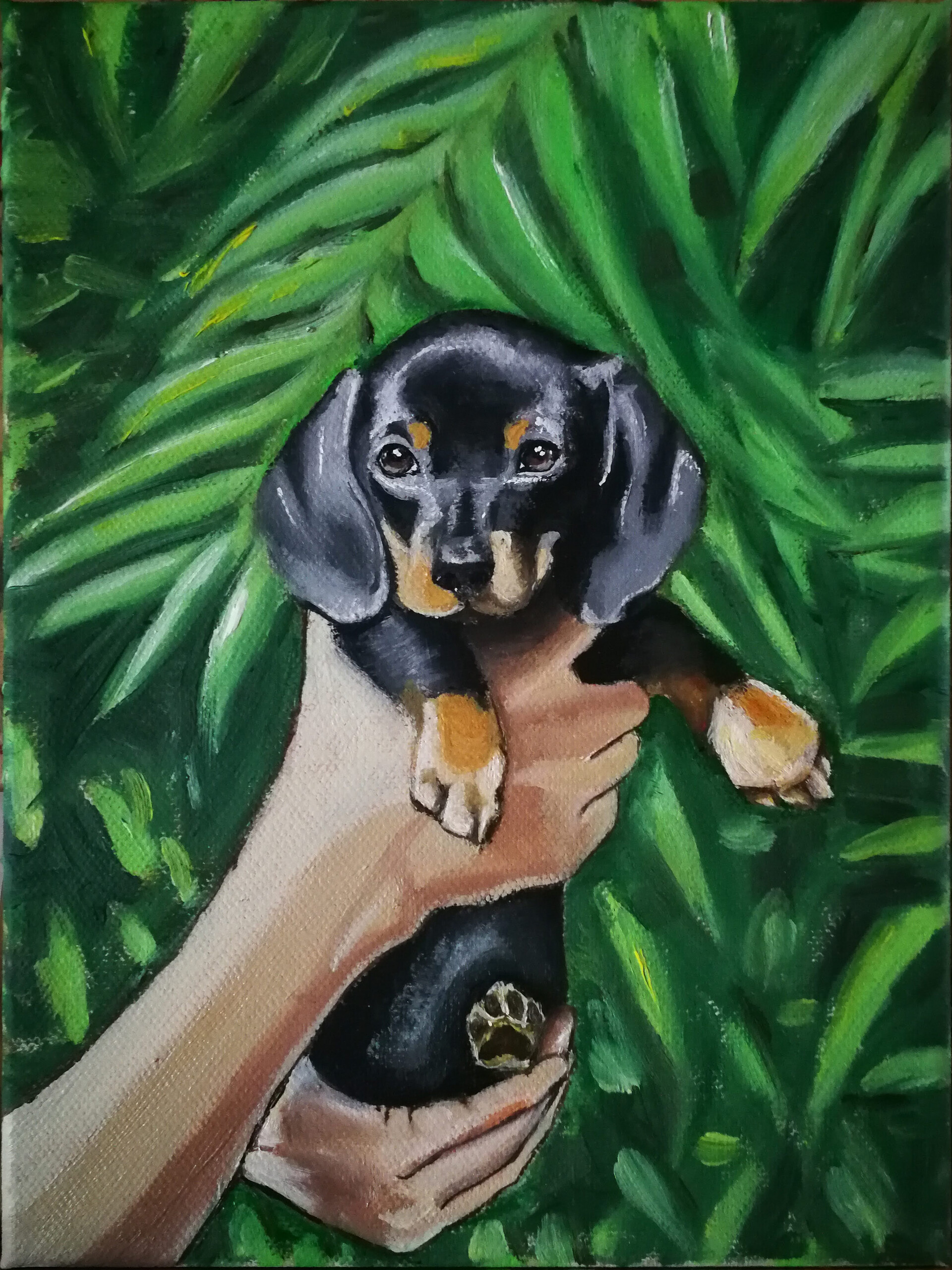 ArtStation - Puppy oil painting