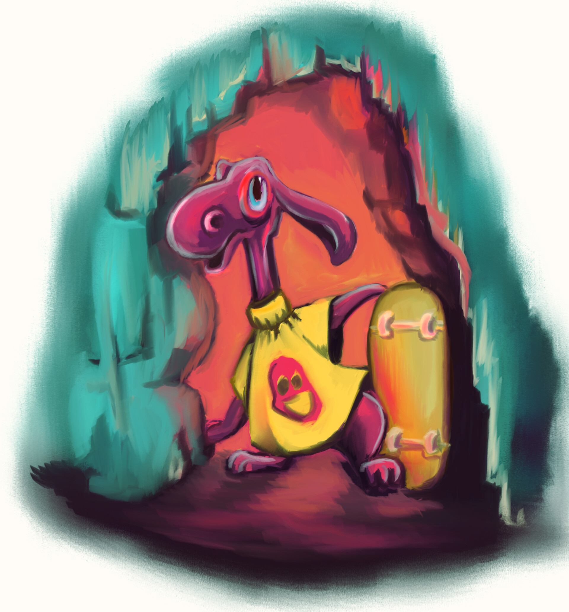 ArtStation - Dino - alien skateboarder