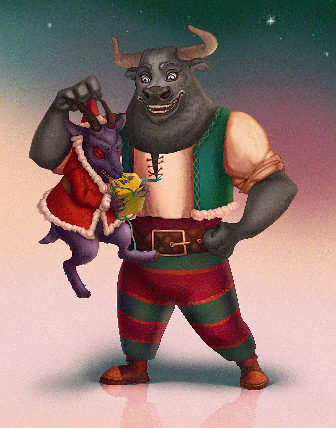 ArtStation - Mighty bull saving Christmas!