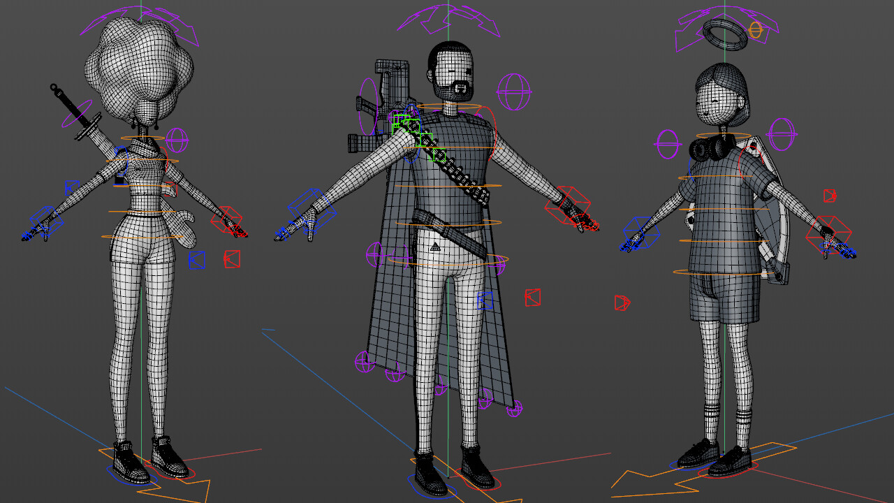 ArtStation - Cartoon characters rigs