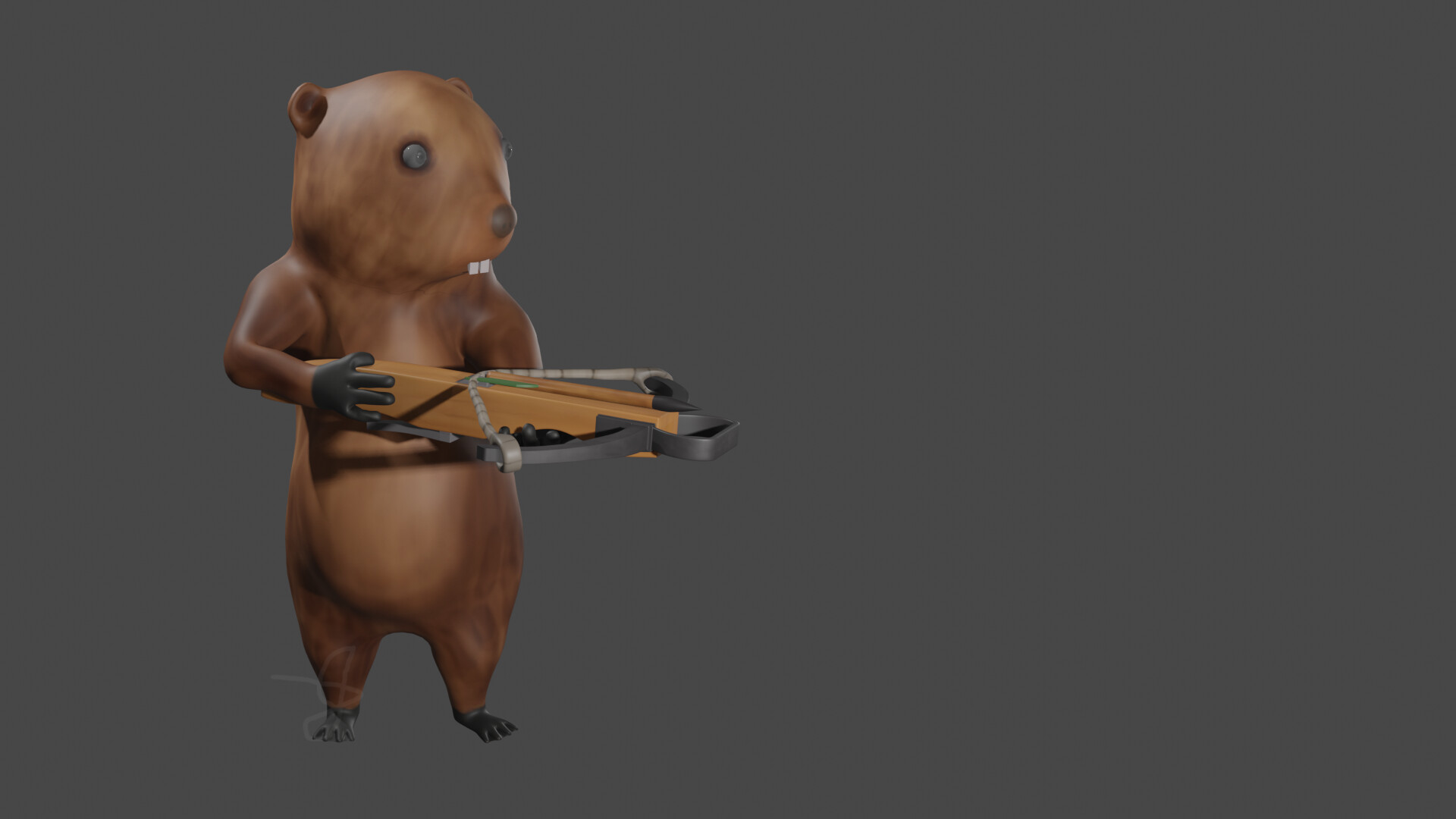 Cartoon Beaver With Gun